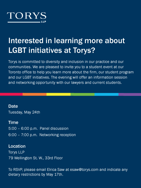 Torys Diversity Information Session | Insights | Torys LLP